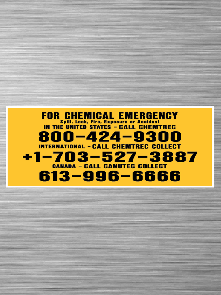 Chemtrec Product Emergency (CAN) - Hazardous Materials - RailDecals.com